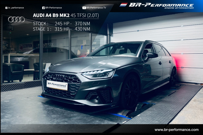 Audi A4 B9 Mk2 45 TFSI (2.0T) stage 1 - BR-Performance - Professionele chiptuning